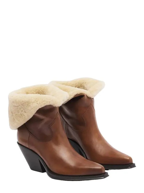 Chloé Azelan Shearling-lined Ankle Boots - Brown