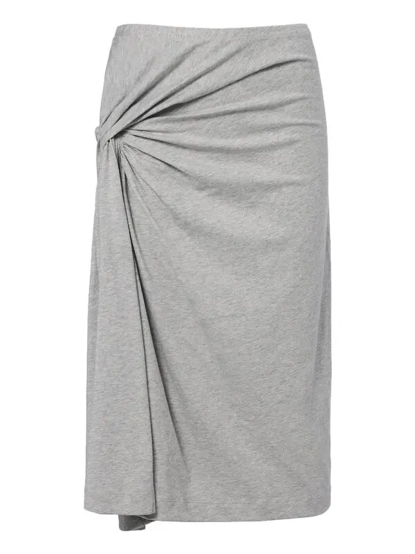Dries Van Noten Draped Cotton Jersey Midi Skirt - Grey
