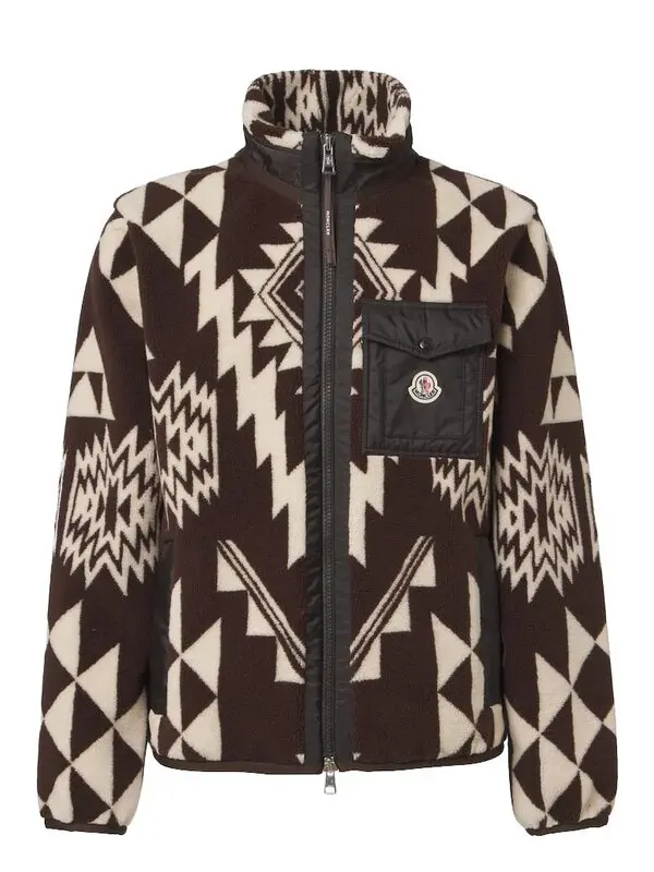 Moncler Printed Fleece Jacket - Brown