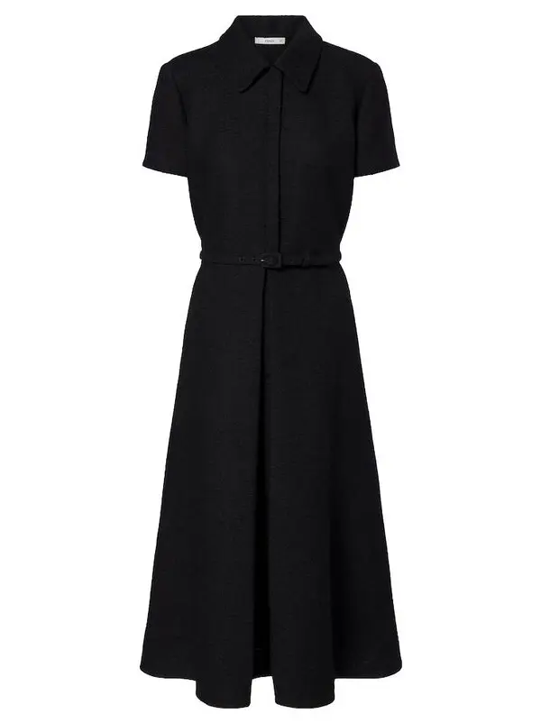 Fendi Wool-blend Bouclé Midi Dress - Black