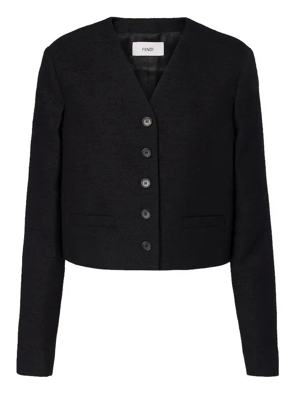 Fendi Wool-blend Bouclé Jacket - Black