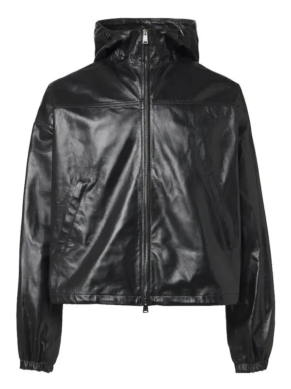Fendi Leather Bomber Jacket - Black