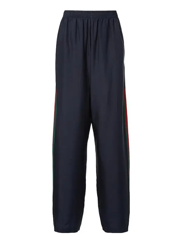 Gucci Web Stripe Silk Track Pants - Black