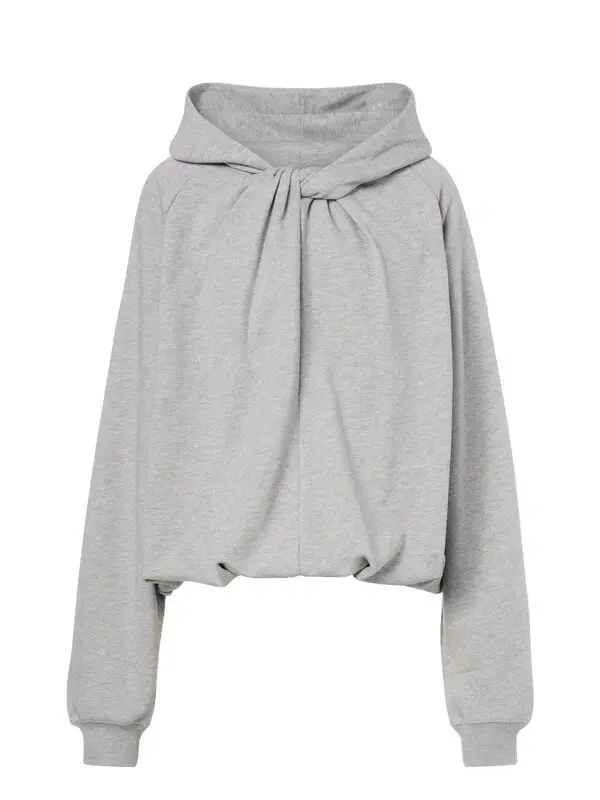Dries Van Noten Draped Cotton Jersey Hoodie - Grey