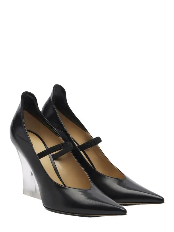 Fendi Leather Wedge Pumps - Black