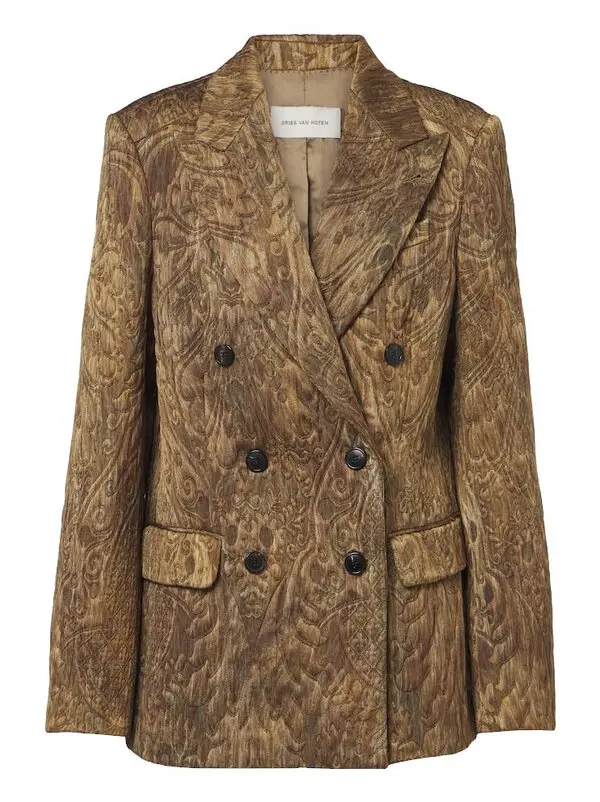 Dries Van Noten Jacquard Double-breasted Jacket - Gold