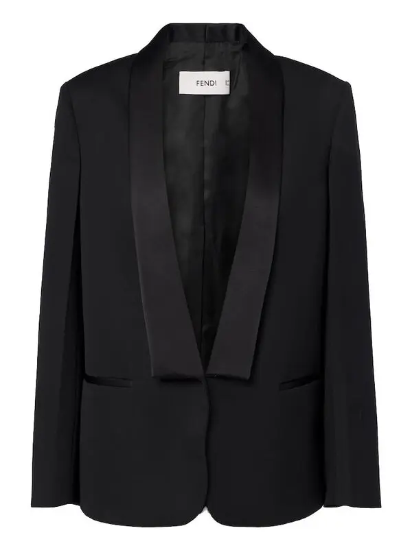 Fendi Virgin Wool Tuxedo Jacket - Black