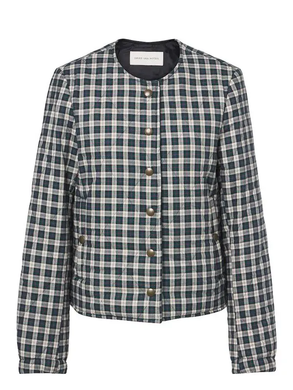 Dries Van Noten Checked Quilted Cotton-blend Jacket - Green