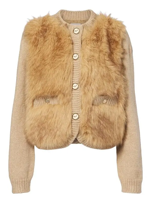 Moncler Alpaca And Wool-blend Down-paneled Cardigan - Beige
