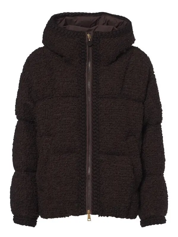 Moncler Cristallin Wool-blend Teddy Down Jacket - Brown