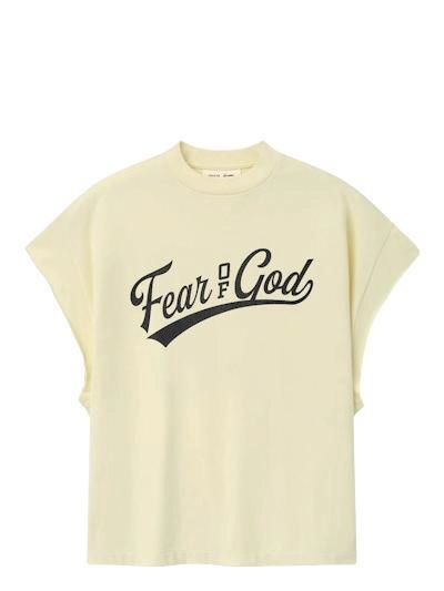 Fear Of God Essentials Cut Off 90s Tee Shirt - Chalk