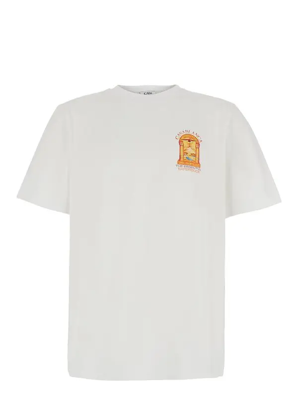 Casablanca Hermons Mirage Arch Printed Classic T-shirt With Short Sleeves And Round Neckline In White Cotton - Multicolor
