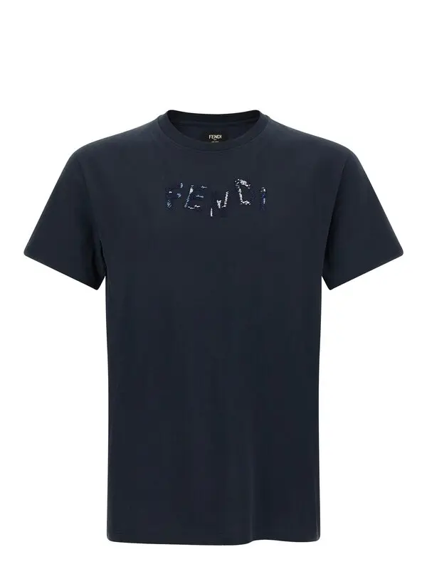 Fendi Logo Embroidery T-shirt - Blue