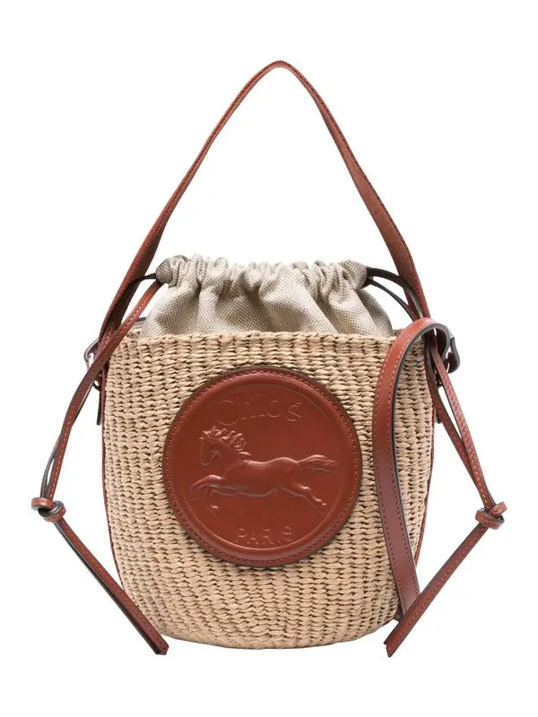 Chloé Rafia And Leather Bucket Bag - Multicolor