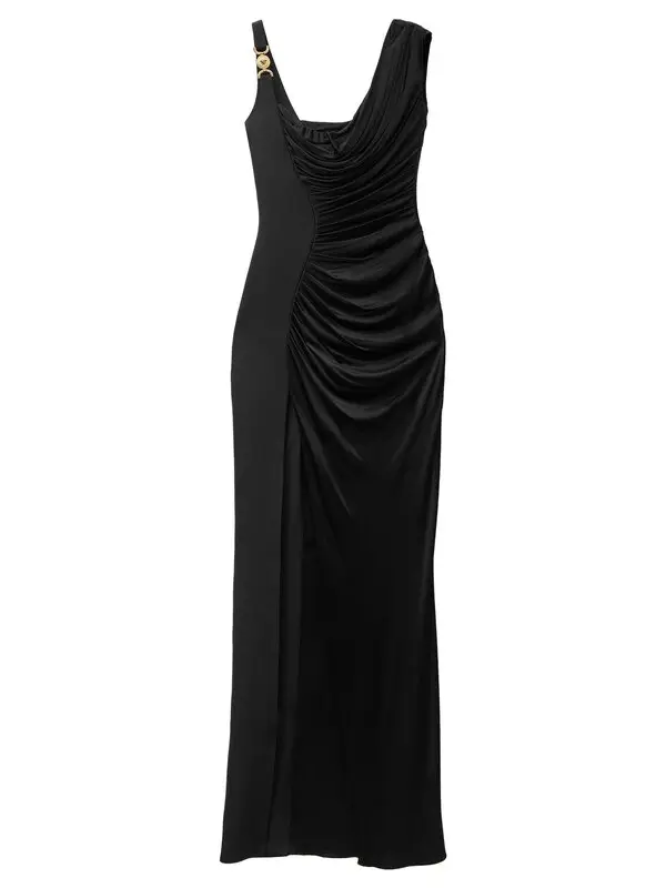 Versace Draped Gown With Medusa '95 Hardware - Black