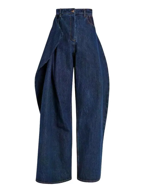 A.W.A.K.E. Mode Asymmetric Pleated Jeans - Blue