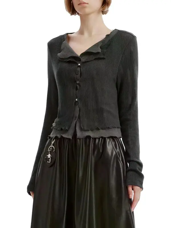 MUSIUM DIV. Layered Ribbed-knit Cardigan - Black
