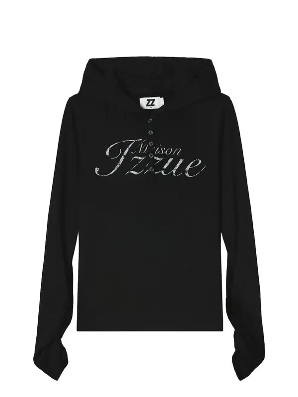 Izzue Logo-print Button-up Hoodie - Black