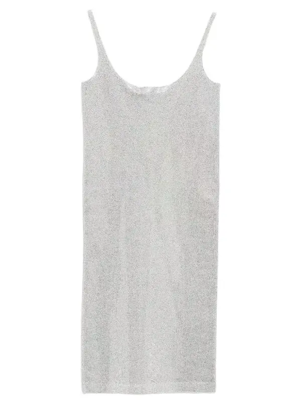 Gucci Rhinestone-embellished Mini Slip Dress - Silver