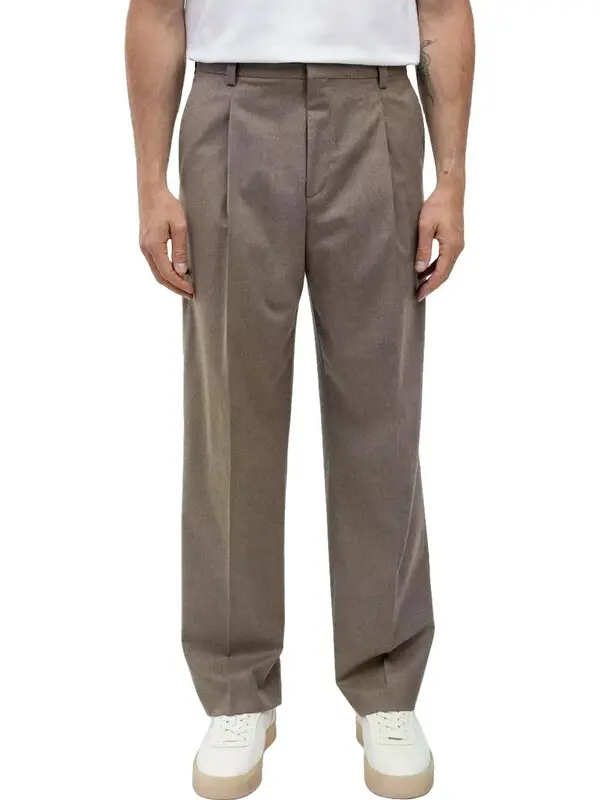 Hugo Pleated Straight-leg Trousers - Brown