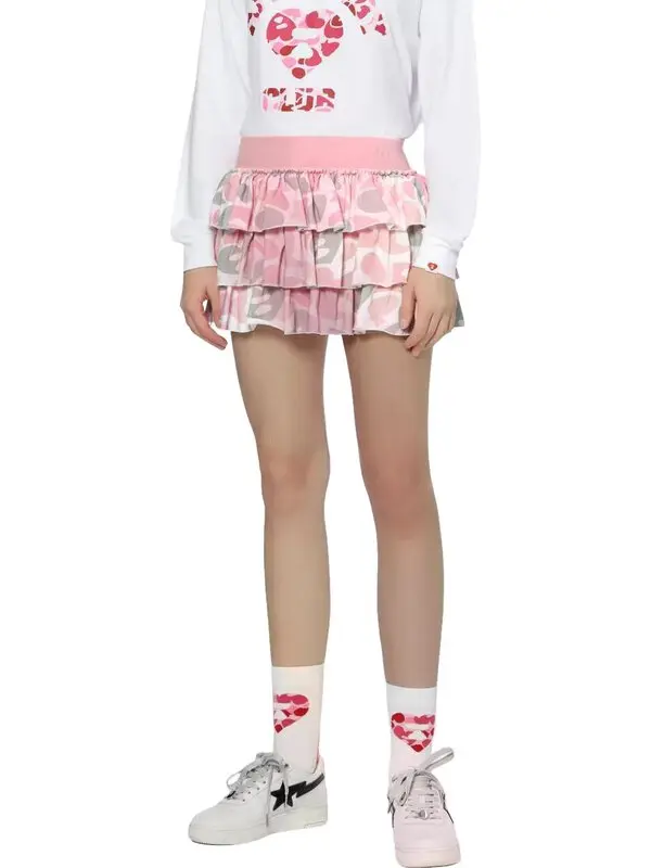 AAPE BY *A BATHING APE Camouflage-print Tiered Mini Skirt - Pink