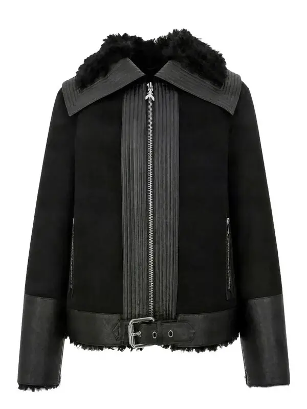 Patrizia Pepe Belted Faux-shearling Jacket - Black