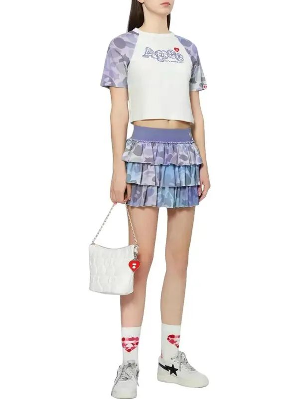 AAPE BY *A BATHING APE Camouflage-print Ruffled Mini Skirt - Purple