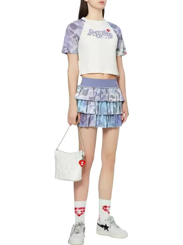 AAPE BY *A BATHING APE Camouflage-print Ruffled Mini Skirt - Purple