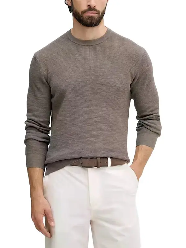 BENETTON Waffle-knit Crew-neck Sweater - Brown