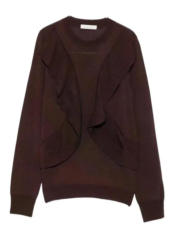 Liviana Conti Ruffled Long-sleeve Sweater - Brown