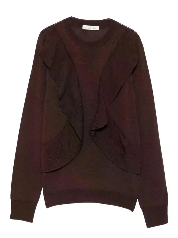 Liviana Conti Ruffled Long-sleeve Sweater - Brown
