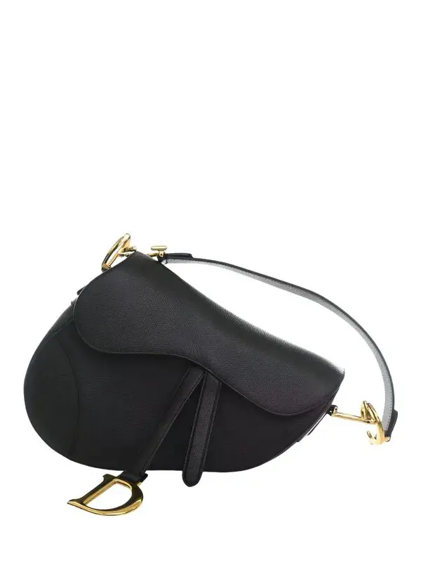 Dior 2018 Grained Calfskin Saddle Bag Shoulder Bag - Black