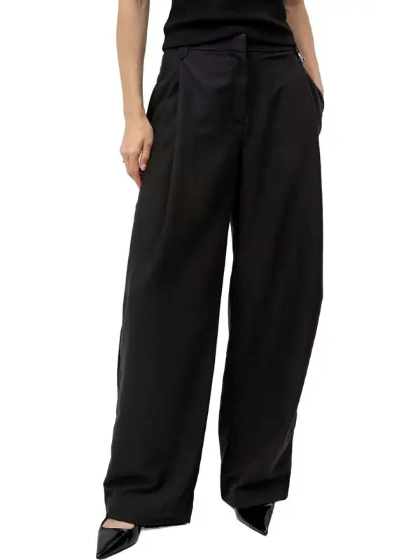 Hugo Chain-link Pleated Palazzo Pants - Black