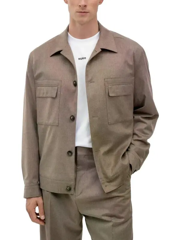 Hugo Button-up Chest-pocket Overshirt - Neutrals