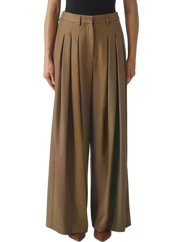 MEIMEIJ Pleated Palazzo Pants - Brown