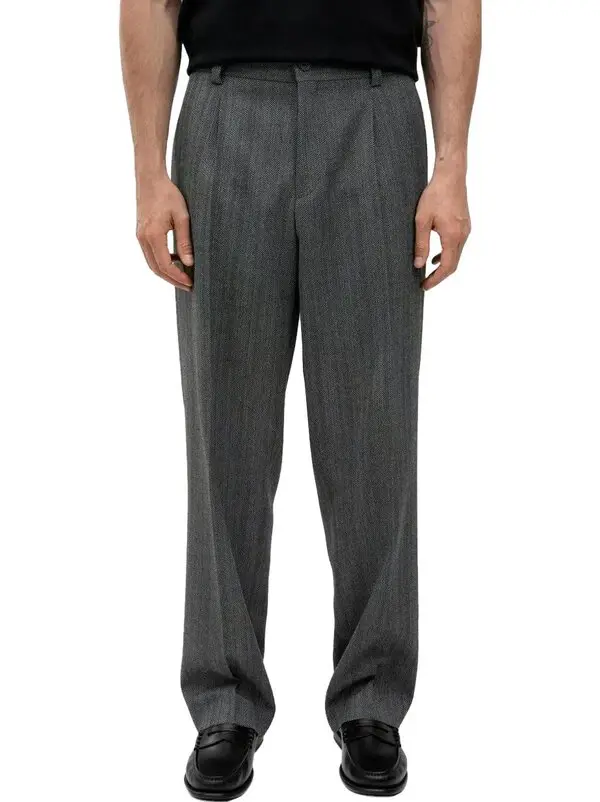 Hugo Modern-fit Pants In Herringbone Fabric - Grey