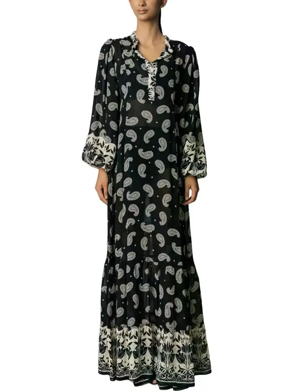 MIAU BY CLARA ROTESCU Paisley-print Maxi Dress - Black
