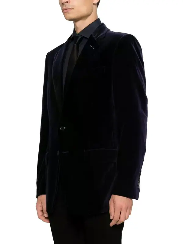 TOM FORD Velvet Single-breasted Blazer - Blue
