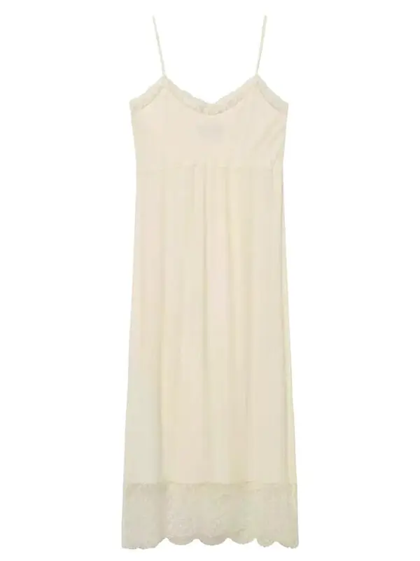 Simone Rocha Lace-trim Slip Midi Dress - Neutrals
