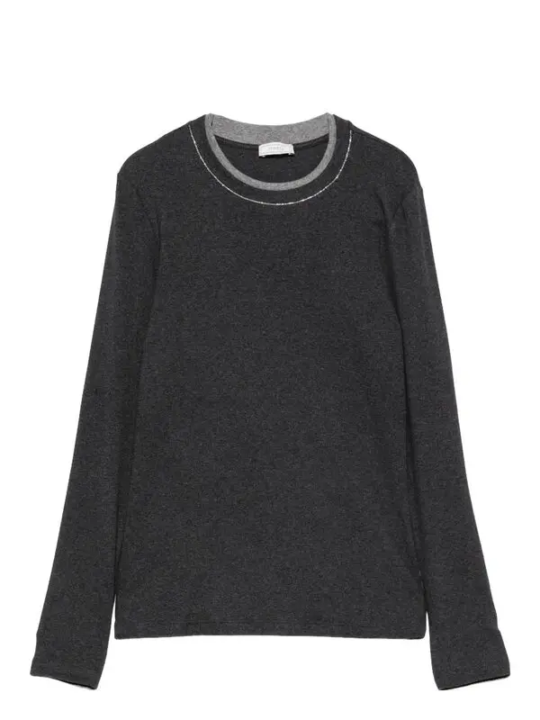 Peserico Bead-embellished Long-sleeve T-shirt - Grey