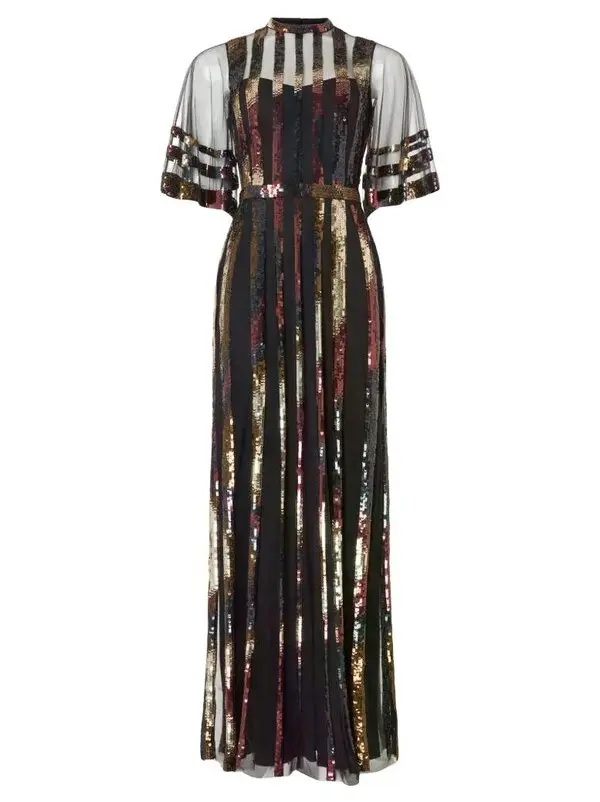 TEMPERLEY LONDON Dusty Sequin-embellished Gown - Black