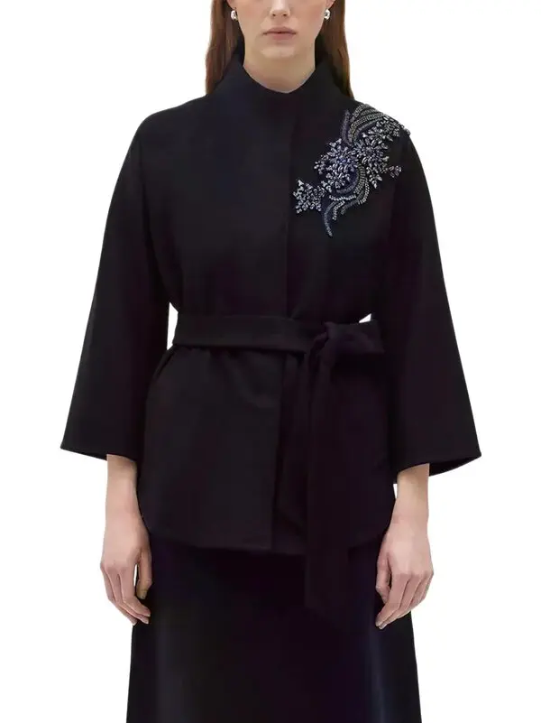 BLUGIRL Bead-embellished Belted Coat - Grey