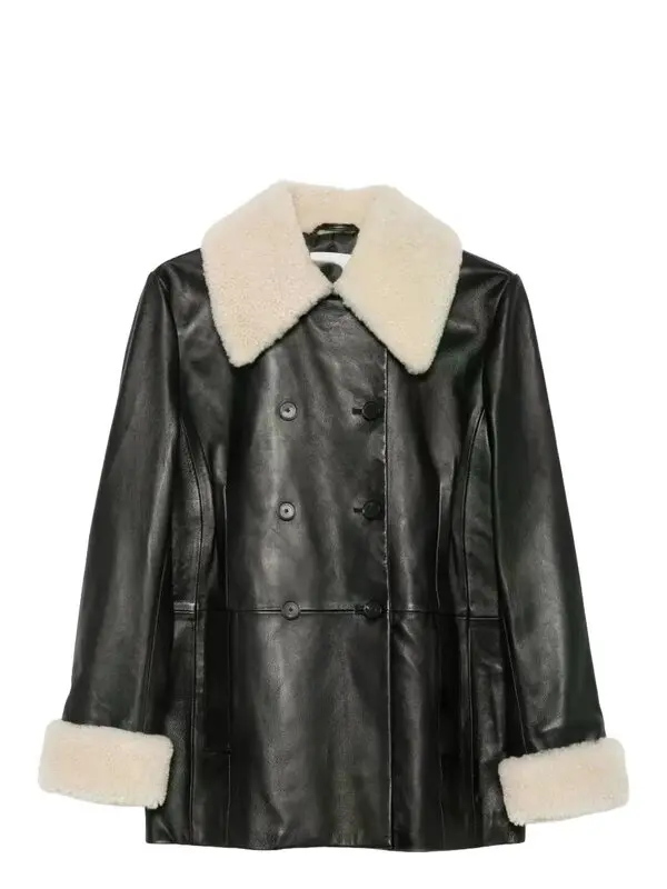 Liviana Conti Double-breasted Shearling-trim Jacket - Black