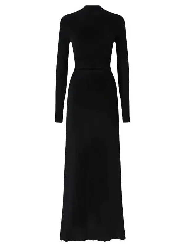Pinko Long Wool-blend Dress With Cut-out - Black
