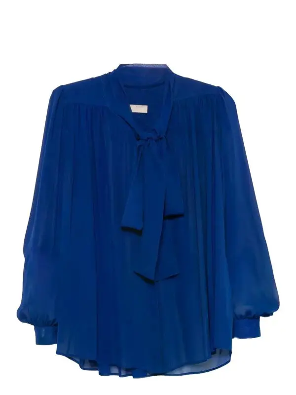 Elie Saab Pussy-bow Pleated Blouse - Blue