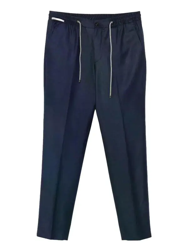 Corneliani Drawstring-waist Pressed-crease Trousers - Blue