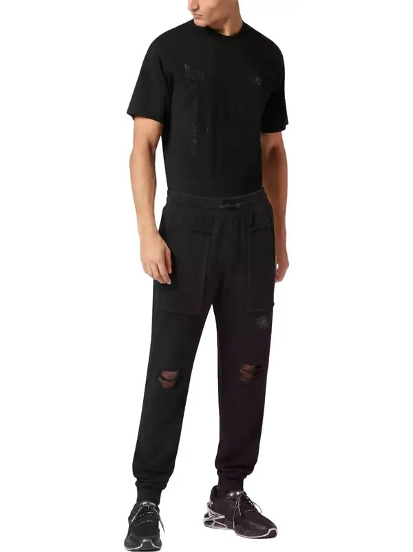 PLEIN SPORT Destroyed Raw-edge Track Pants - Black