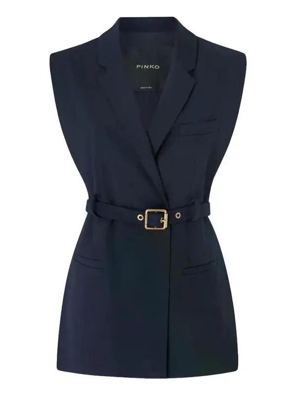 Pinko Vest With Open Sides And Belt - Blue