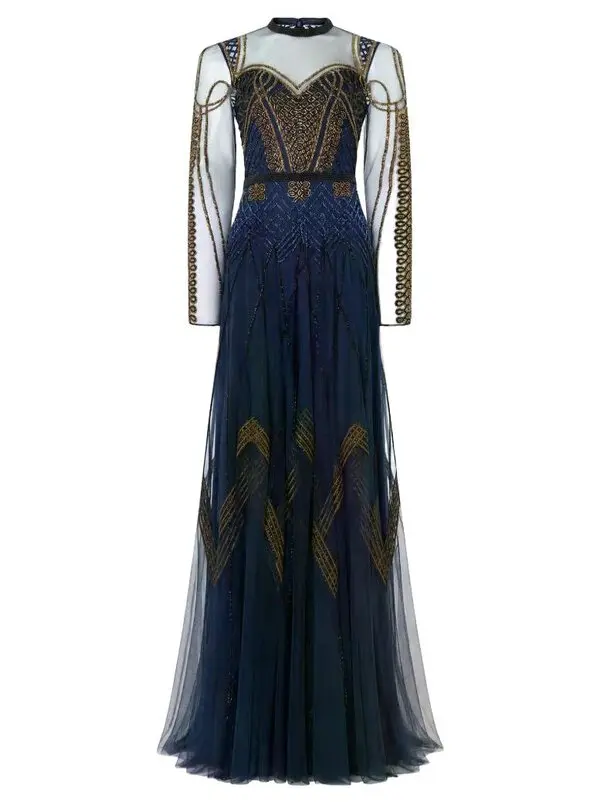 TEMPERLEY LONDON Persephone Bead-embellished Gown - Blue
