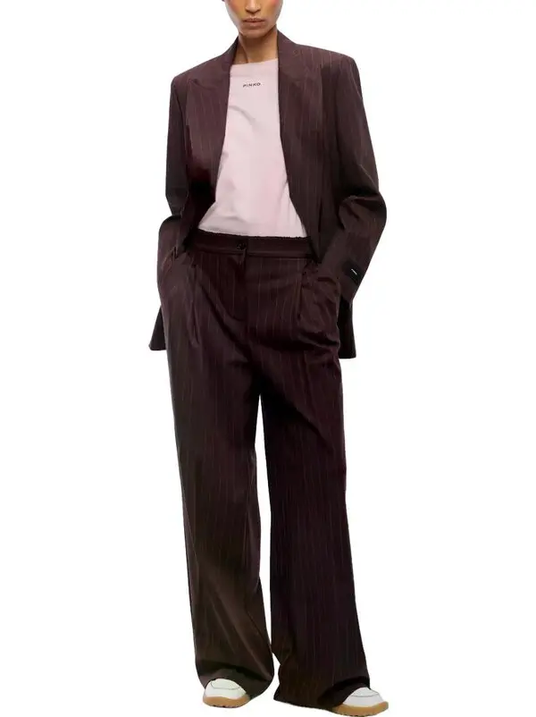 Pinko Pinstripe-pattern Lace-trim Trousers - Red